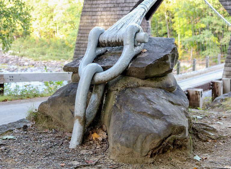 The Wire Bridge in New Portland, Maine During the Early Autumn